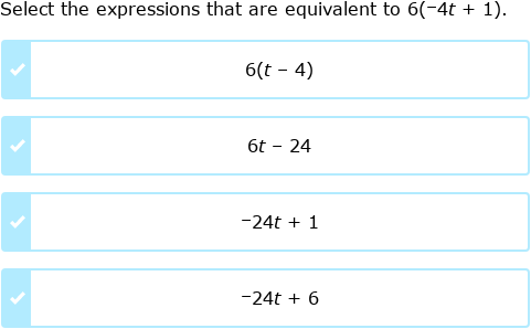IXL - Identify equivalent linear expressions (Grade 8 maths practice)