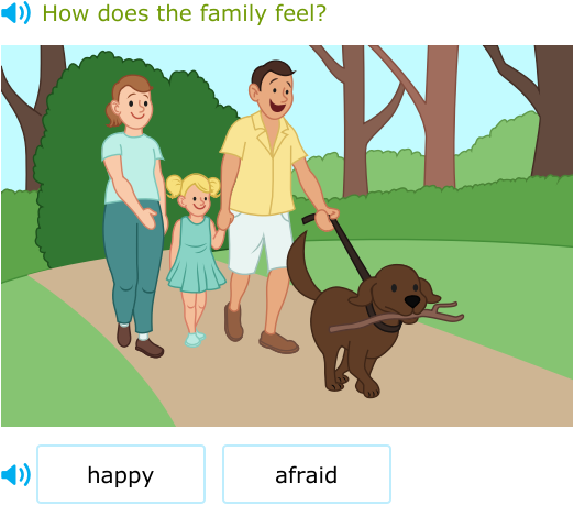 IXL - Which feeling matches the picture? (Preschool English practice)
