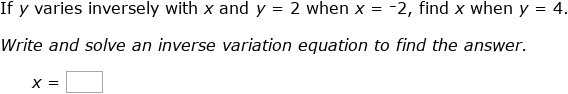 IXL - Write and solve inverse variation equations (Grade 11 maths practice)