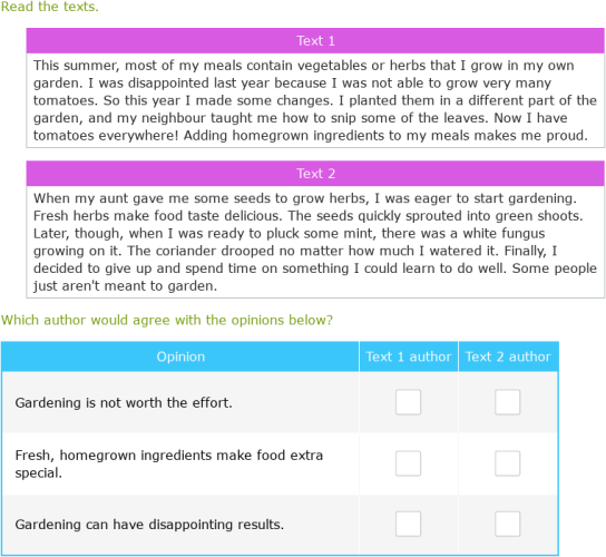 IXL - Compare and contrast points of view (Grade 5 English practice)