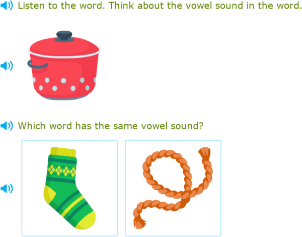 IXL - Find the word with the same vowel sound (Grade 1 English practice)
