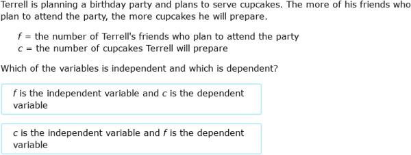 IXL - Identify independent and dependent variables (Grade 9 maths practice)